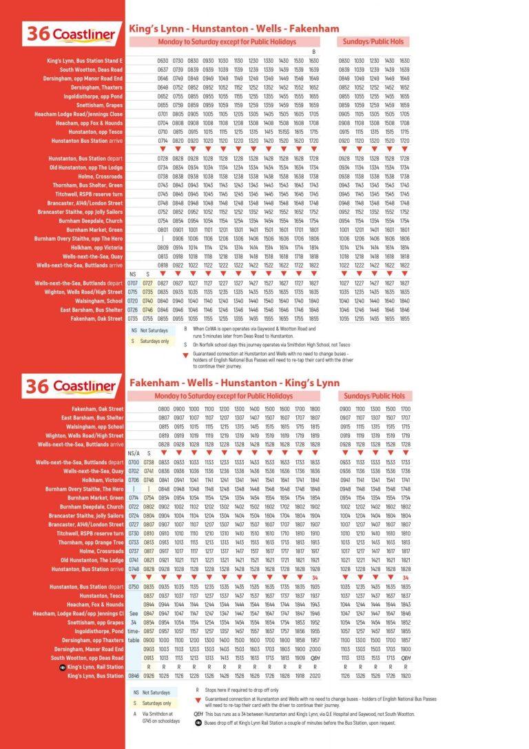 CoastLiner & CoastHopper Timetable 2022 Norfolk Routes & Live Tracker