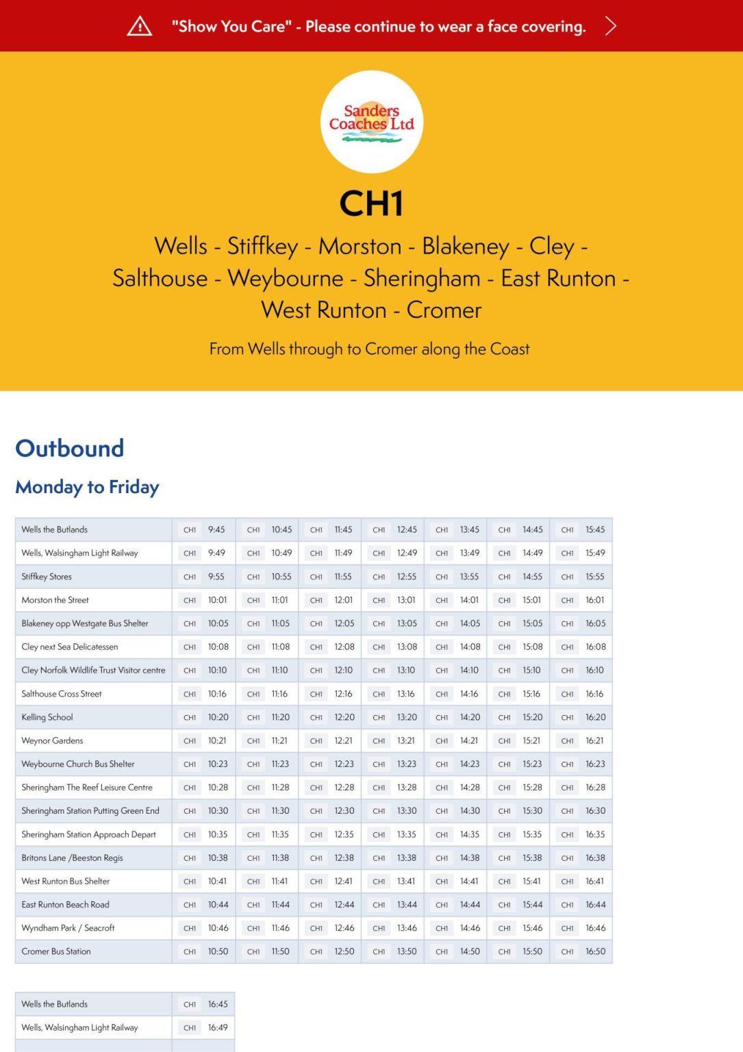 CoastLiner & CoastHopper Norfolk Coast Timetable 2025 - LoveNorfolk